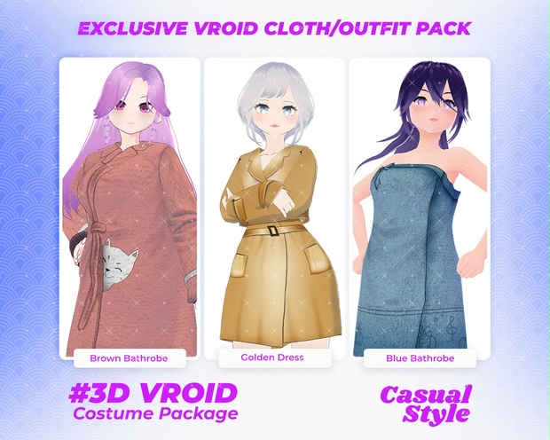 3D VRoid Casual Bathrobe & Loungewear Outfit Pack Cozy Soft Style for ...