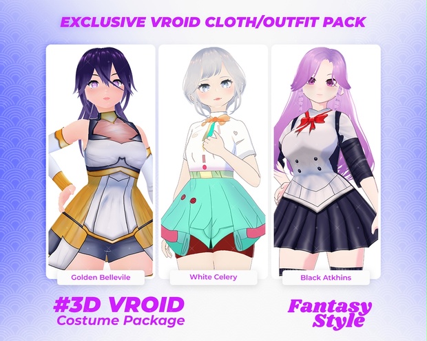 3D VRoid Outfit Pack Whimsical & Fantasy Academy Style for VRoid Models ...