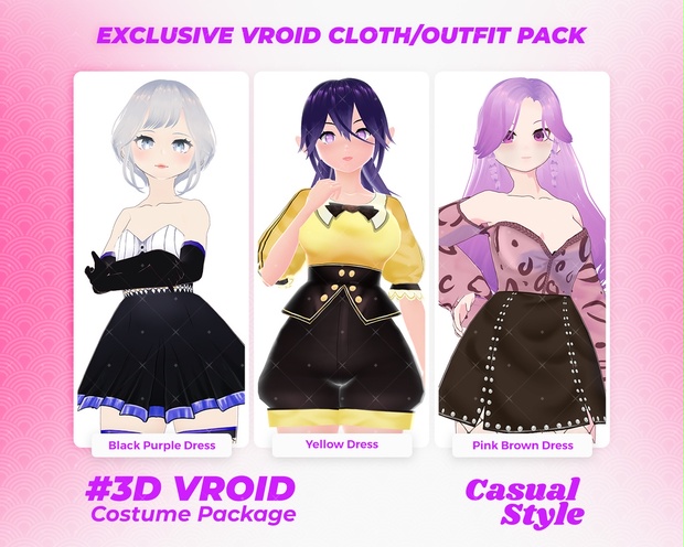 3D VRoid Outfit Pack Stylish Casual Dresses for VRoid Models | VRoid ...