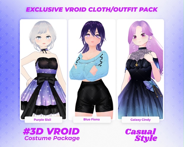 3D VRoid Outfit Pack Starry & Cute Casual Fashion for VRoid Models ...