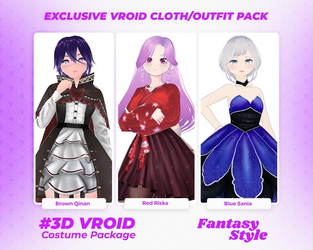 3D VRoid Outfit Pack Graceful & Elegant Fantasy Dresses for VRoid ...