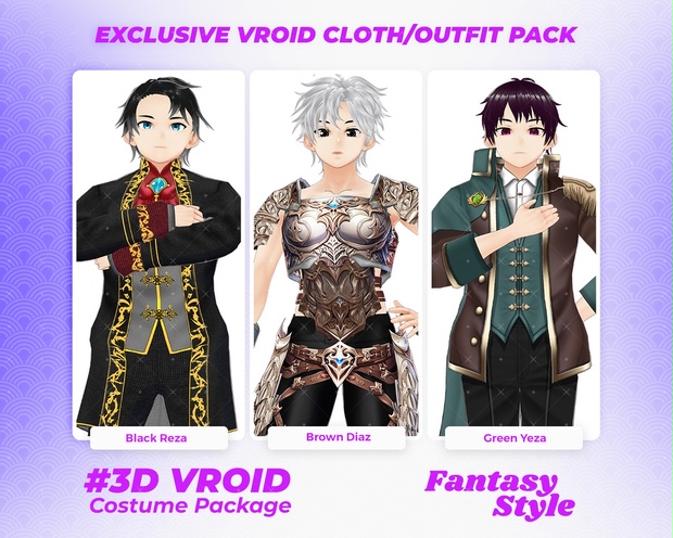 3D VRoid Outfit Pack Noble Warrior & Aristocrat Fantasy Clothes for ...