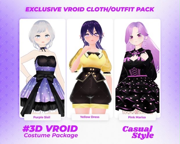 3D VRoid Outfit Pack Cute & Girly Dresses for VRoid Models | VRoid ...