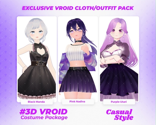 3D VRoid Outfit Pack Elegant & Modern Dresses for VRoid Models | VRoid ...