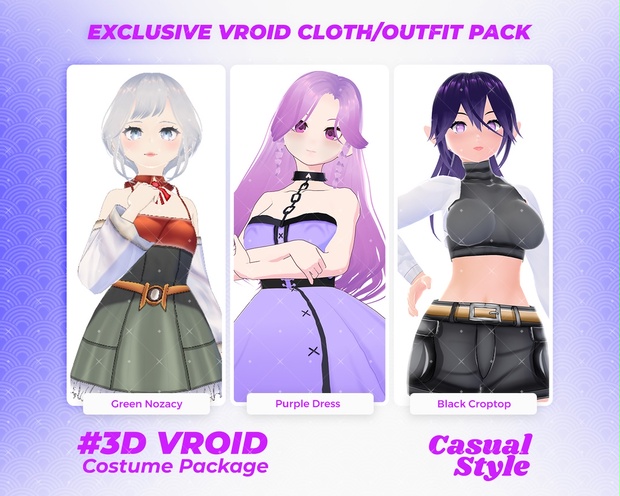 3D VRoid Outfit Pack Casual Chic with Edgy Fantasy Touch | VRoid ...