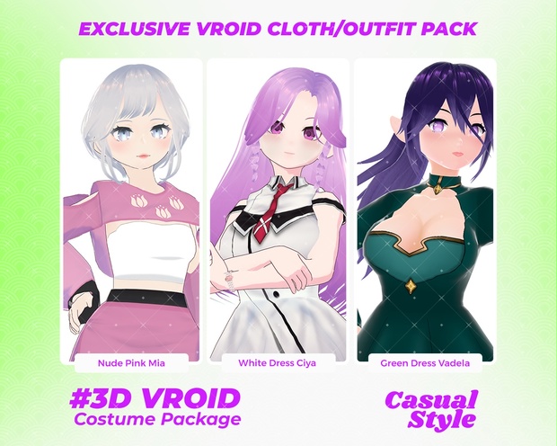3D VRoid Outfit Pack Elegant & School-Inspired Looks for VRoid ...