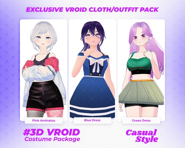 3D VRoid Outfit Pack Sporty, Preppy, and Fresh Casual Styles for VRoid ...