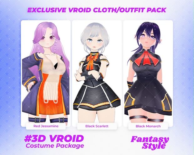 3D VRoid Outfit Pack Elegant Dark Fantasy Uniforms for VTuber & VRoid ...