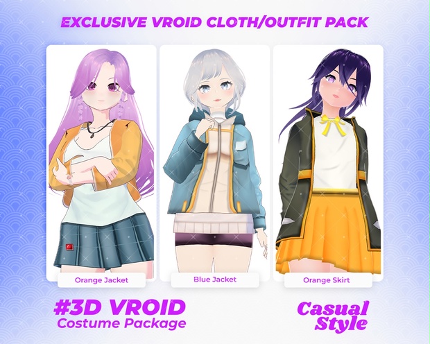3D VRoid Outfit Pack Urban Casual Jackets and Skirts for VRoid Models ...