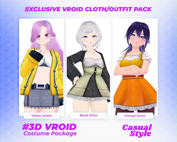 3D VRoid Outfit Pack Cool & Youthful Casual Looks for VRoid Models ...