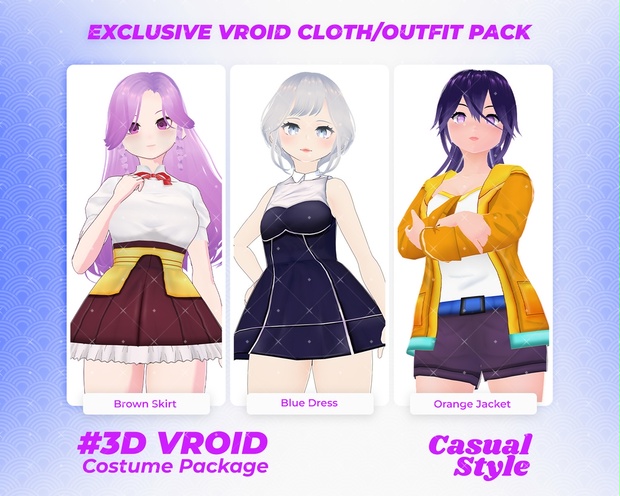3D VRoid Outfit Pack Smart & Colorful Casual Wear for VRoid Avatars ...
