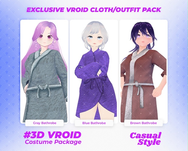 3D VRoid Outfit Pack Cozy & Relaxed Bathrobe Set for VRoid Models ...