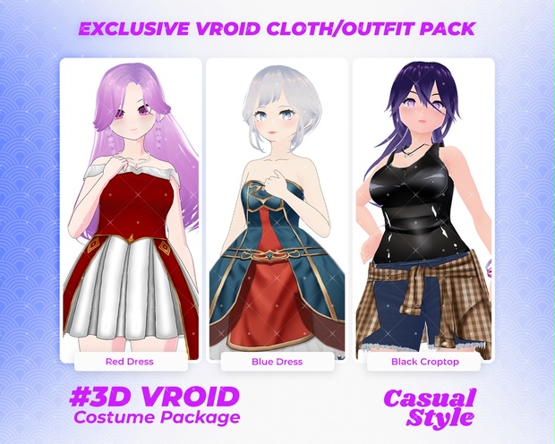 3D VRoid Outfit Pack Royal & Urban Mix Dress Collection for VRoid ...