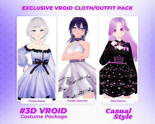 3D VRoid Outfit Pack Elegant & Playful Dresses for VRoid Models | VRoid ...