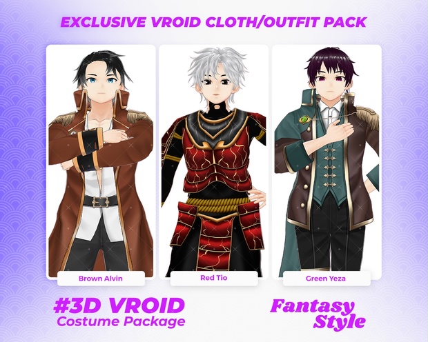 3D VRoid Outfit Pack Regal & Battle-Ready Fantasy Clothes for Male ...