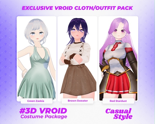 3D VRoid Outfit Pack Graceful & Bold Casual Style Clothes for VRoid ...