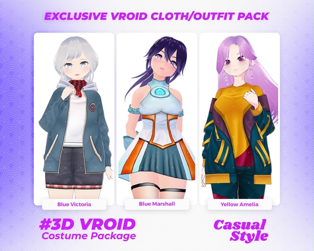 3D VRoid Outfit Pack Modern & Playful Casual Wear for VRoid Models ...