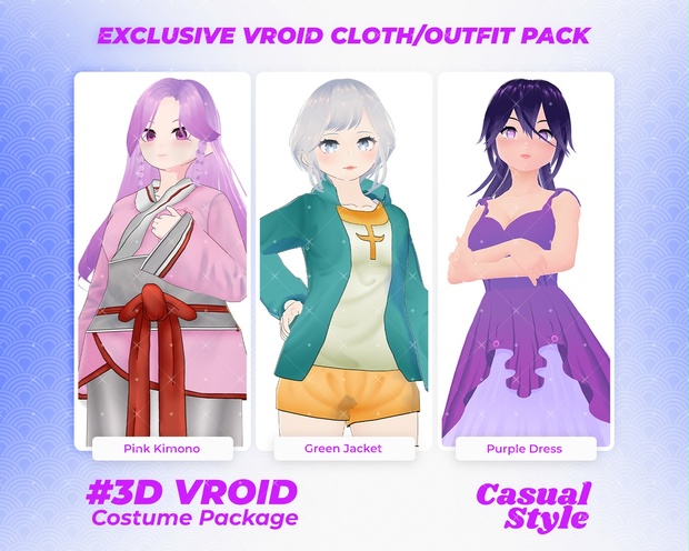 3D VRoid Outfit Pack Soft & Playful Casual Looks for VRoid Models ...
