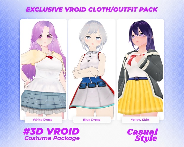 3D VRoid Outfit Pack Sweet & Youthful Casual Uniform Look for VRoid ...