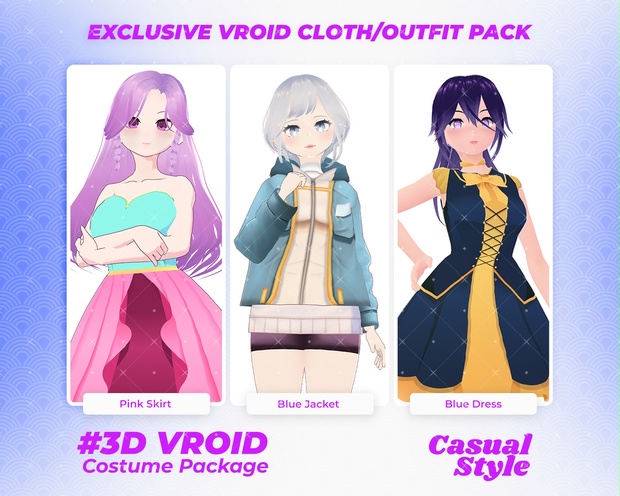 3D VRoid Outfit Pack Cute & Modern Casual Looks for VRoid Models ...