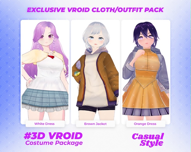 3D VRoid Outfit Pack Soft & Cool Casual Style Clothing for VRoid Models ...