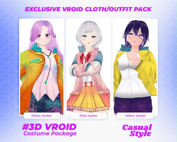3D VRoid Outfit Pack Colorful Streetwear Jackets for VRoid Models ...