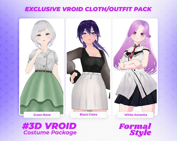 3D VRoid Outfit Pack Smart & Graceful Formal Uniform Looks for VRoid ...