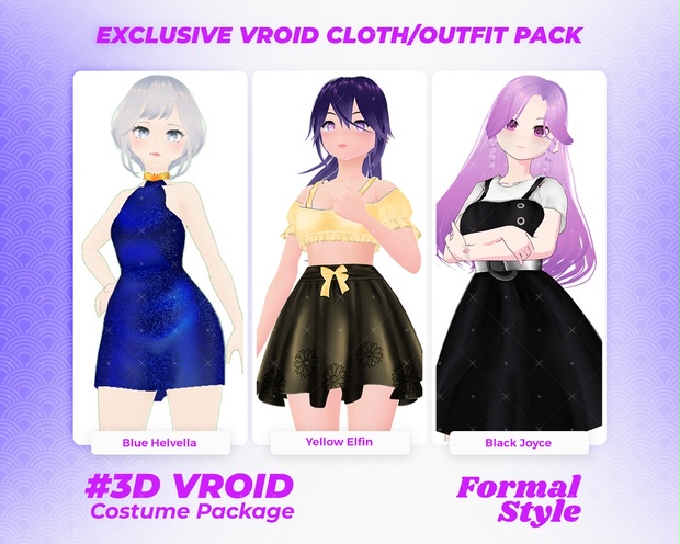 3D VRoid Outfit Pack Sleek & Stylish Formal Dresses for VRoid Models ...