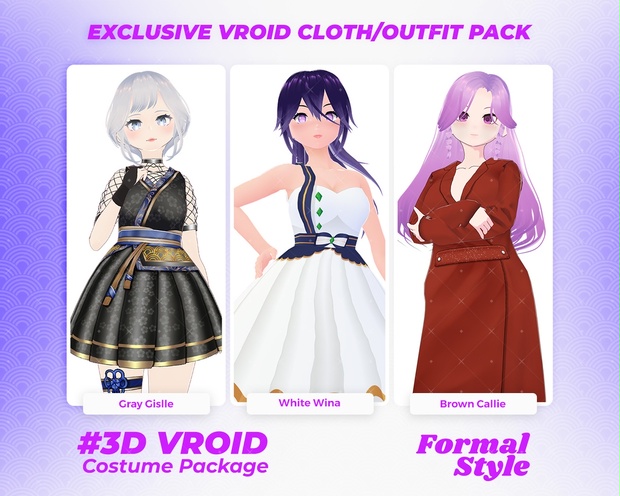 3D VRoid Outfit Pack Elegant & Refined Formal Looks for VRoid Models ...