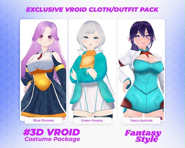 3D VRoid Outfit Pack Elegant & Bold Fantasy Clothes for VRoid Models ...