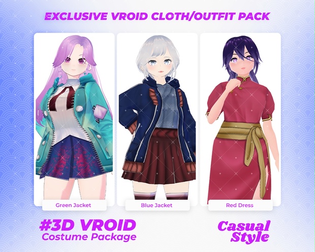 3D VRoid Outfit Pack Trendy & Cozy Casual Clothes for VRoid Models ...