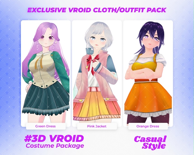 3D VRoid Outfit Pack Sweet & Stylish Casual Clothes for VRoid Models ...