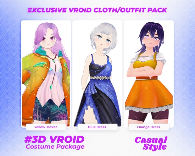 3D VRoid Outfit Pack Vibrant & Charming Casual Looks for VRoid Models ...