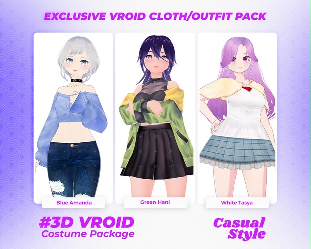 3D VRoid Outfit Pack Modern & Relaxed Casual Clothes for VRoid Models ...