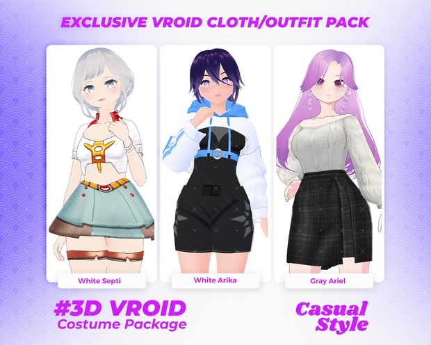 3D VRoid Outfit Pack Stylish & Playful Casual Clothes for VRoid Models ...