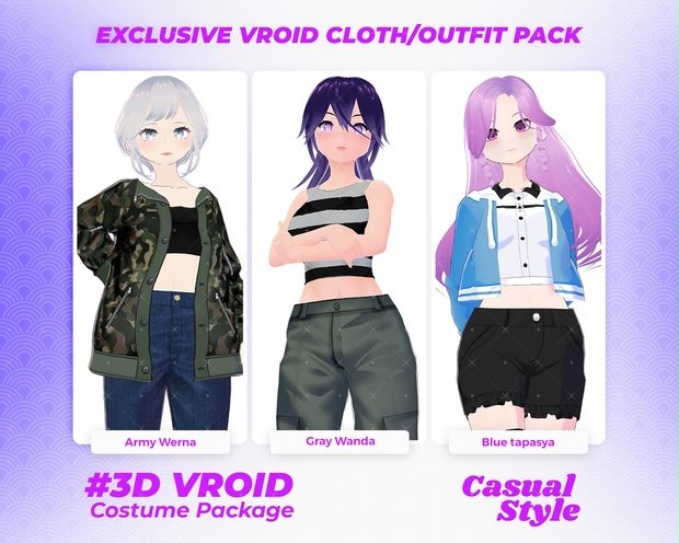3D VRoid Outfit Pack Cool & Edgy Street Casual Clothes for VRoid Models ...
