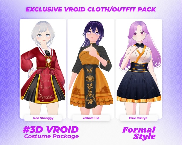 3D VRoid Outfit Pack Noble & Refined Formal Costumes for VRoid Models ...