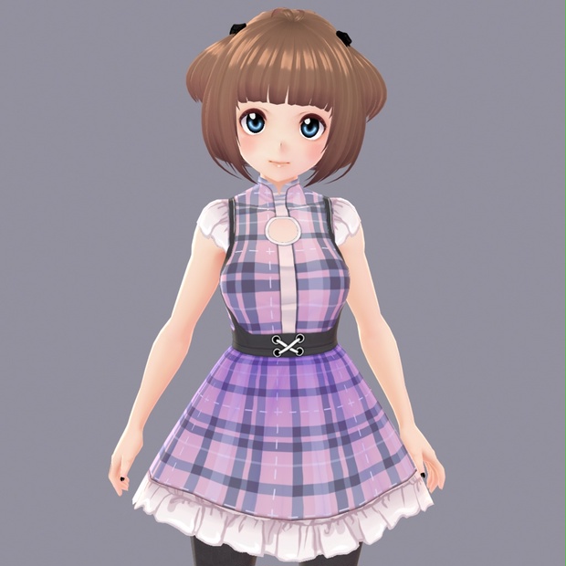 Cute Plaid Vroid Dress - kawaiisphynx - BOOTH