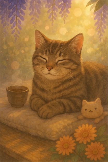 【癒しのチョコ猫】やさしい午後のひととき／スマホ待ち受け用イラスト画像 - nekoshop-123 - BOOTH