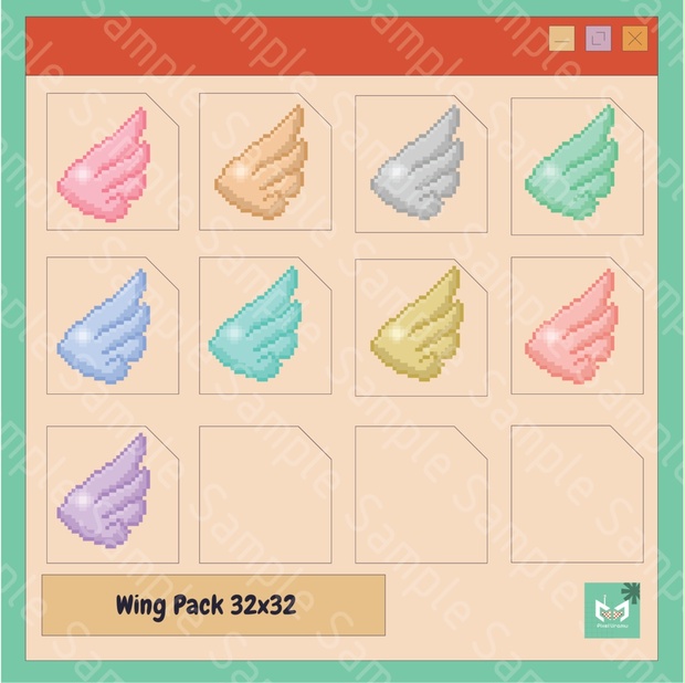 Pixel art wing 32x32 for badge vtuber - pixeluramu - BOOTH