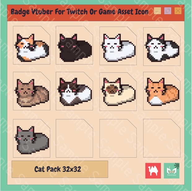 Cat Pixel Art 32x32 Vtuber badge - pixeluramu - BOOTH