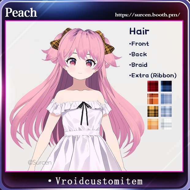[Vroid] [Girl Hair] Short twintails with ribbon - Surcen - BOOTH