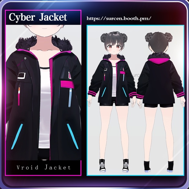 [Vroid] Cyber Jacket/ Black Jacket - Surcen - BOOTH