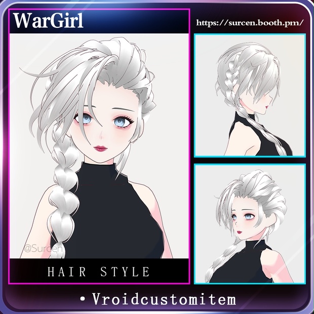 [Vroid] Girl hair preset/ Cool hair/ Single Braid hair/ Warrior Girl ...