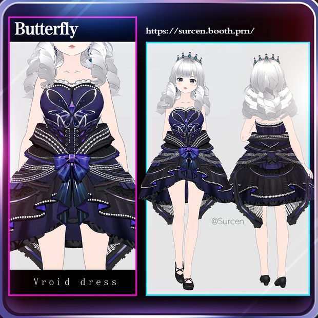 [Vroid] Lolita / ロリータ / Butterfly / 3 Color - Surcen - BOOTH