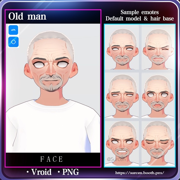 [Vroid] Old man face - Surcen - BOOTH