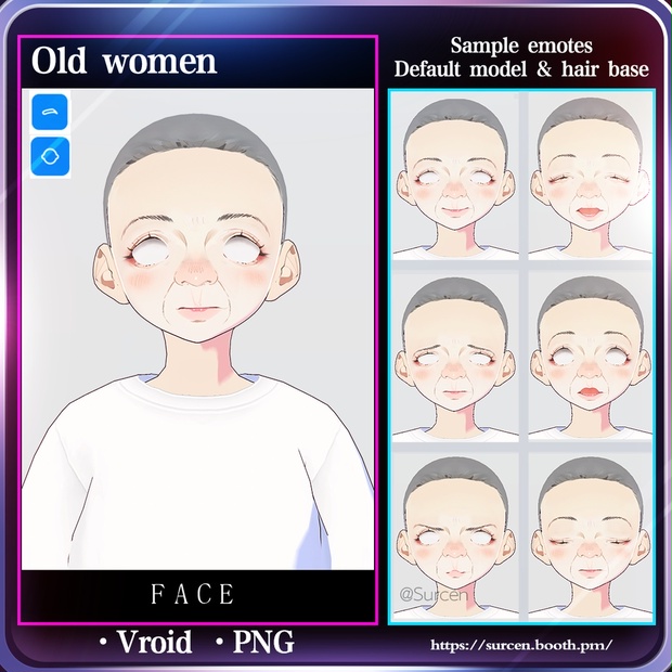 [Vroid] Old women face - Surcen - BOOTH