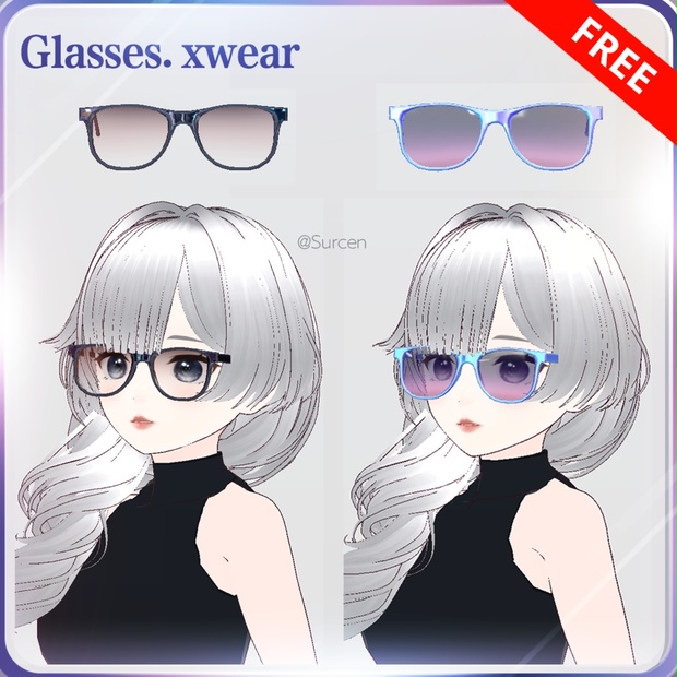 [无料][Vroid][XWear] Free Glasses / Gradient / Transparent - Surcen - BOOTH