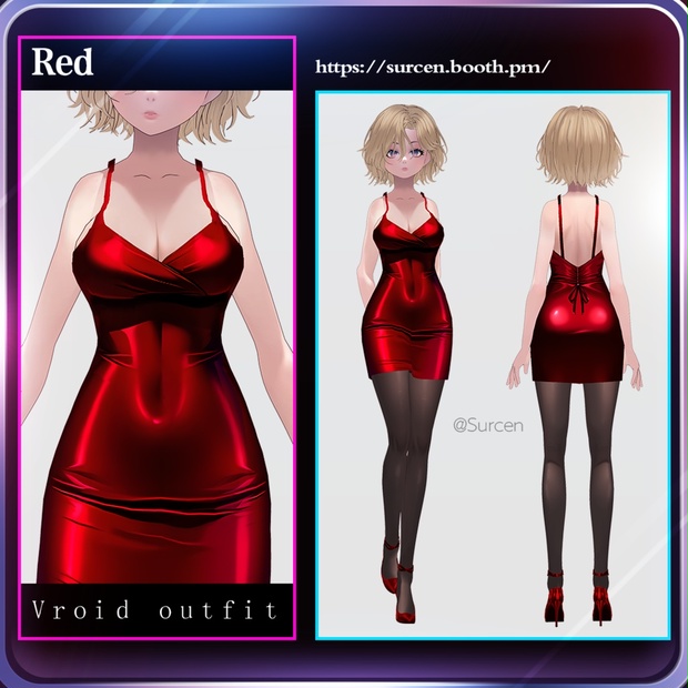 [Vroid] Red / Sexy Nightclub Outfit / Include Socks - Surcen - BOOTH