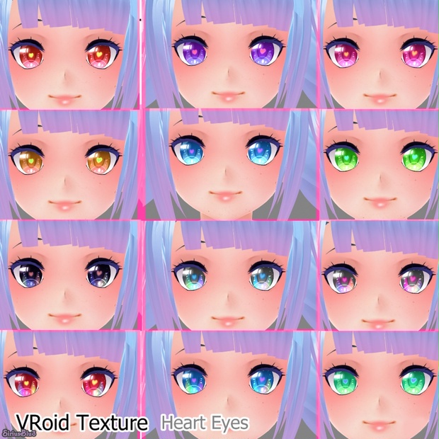 VRoid Eye Texture Set Heart Eyes with 12 colour variations including ...